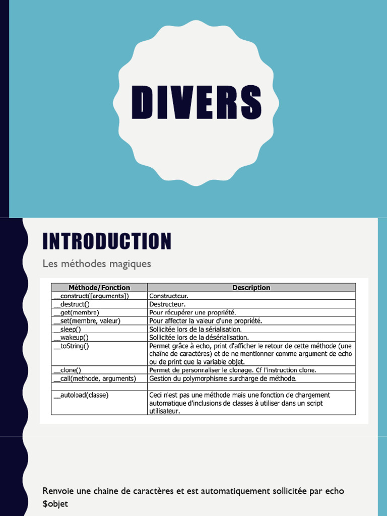 Méthodes magiques en PHP orienté objet | PDF