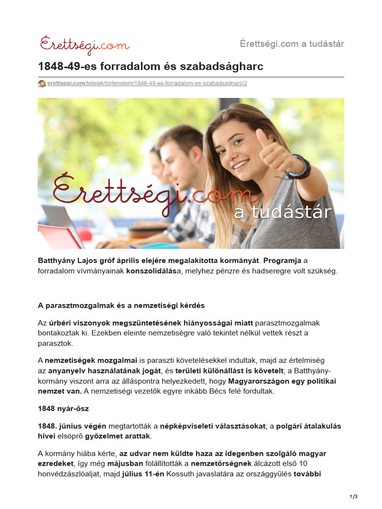 1848 49 Es Forradalom És Szabadságharc | PDF