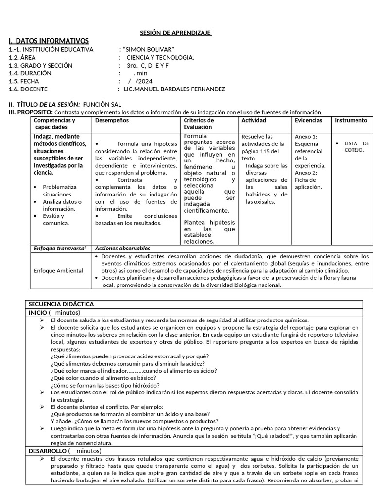 funcion sal | PDF | Sal (química) | Ácido
