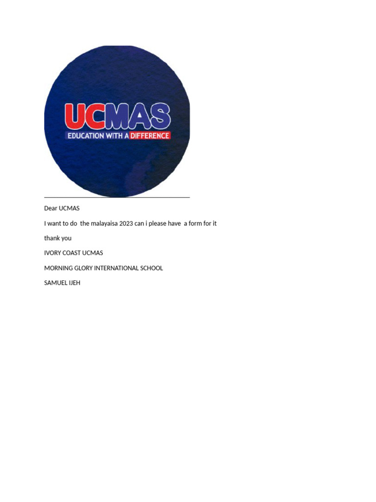 Ucmas Letter | PDF