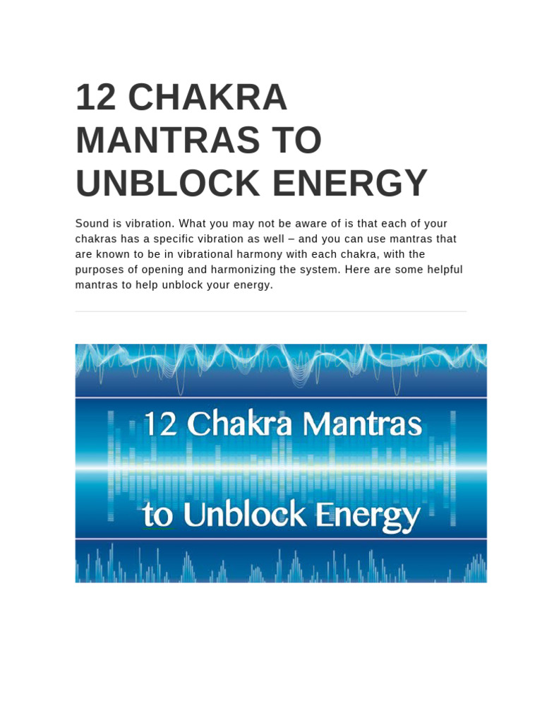 12 Chakra Mantras To Unblock Energy | PDF | Mantra | Chakra