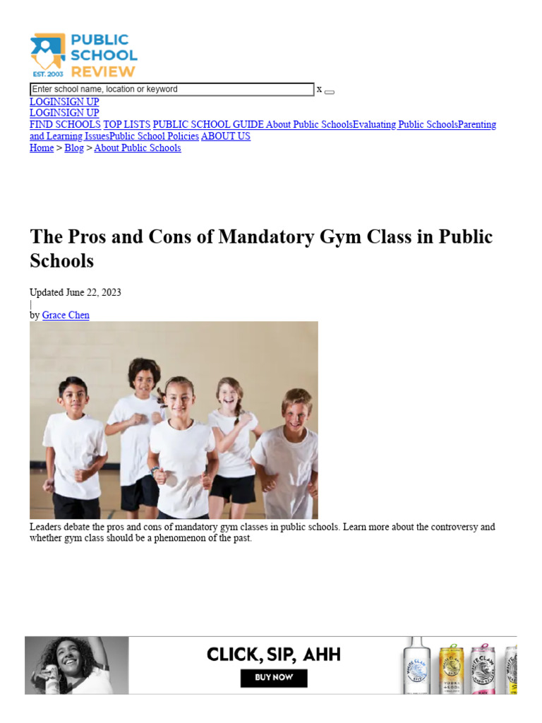 The Pros and Cons of Mandatory Gym Class in Public Schools | PDF ...