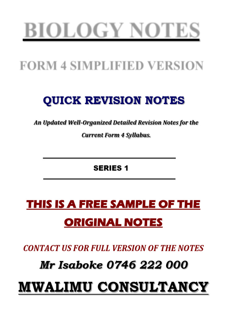 F4 Biology Simplified Notes SP | PDF | Dominance (Genetics) | Meiosis