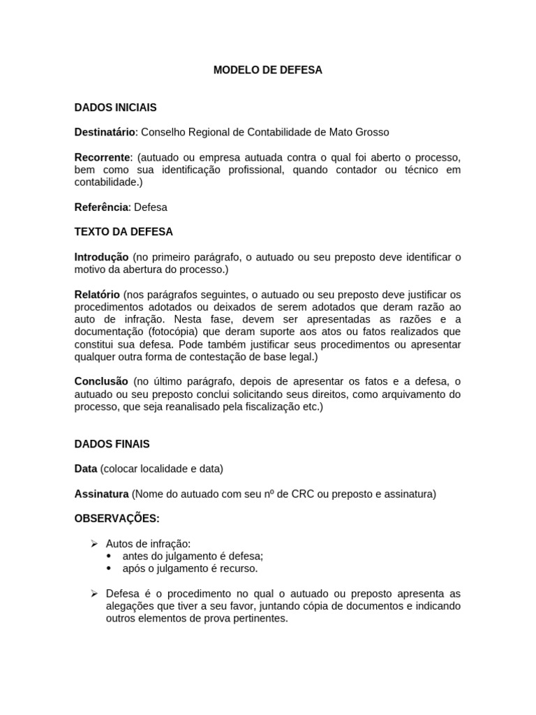 Modelo de Defesa | PDF | Contabilidade