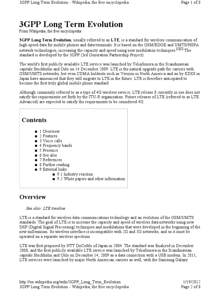 LTE (3GPP - Long Term Evolution) | PDF | Lte (Telecommunication) | 4 G