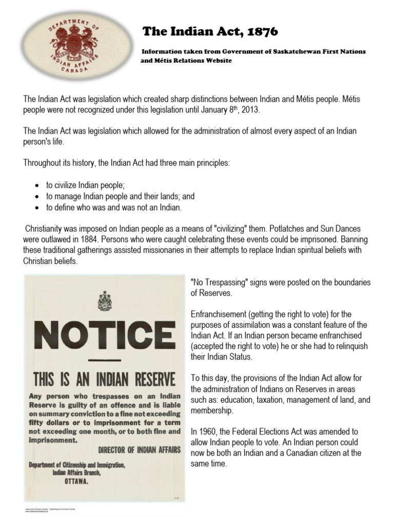 The Indian Act | PDF | Justice | Crime & Violence