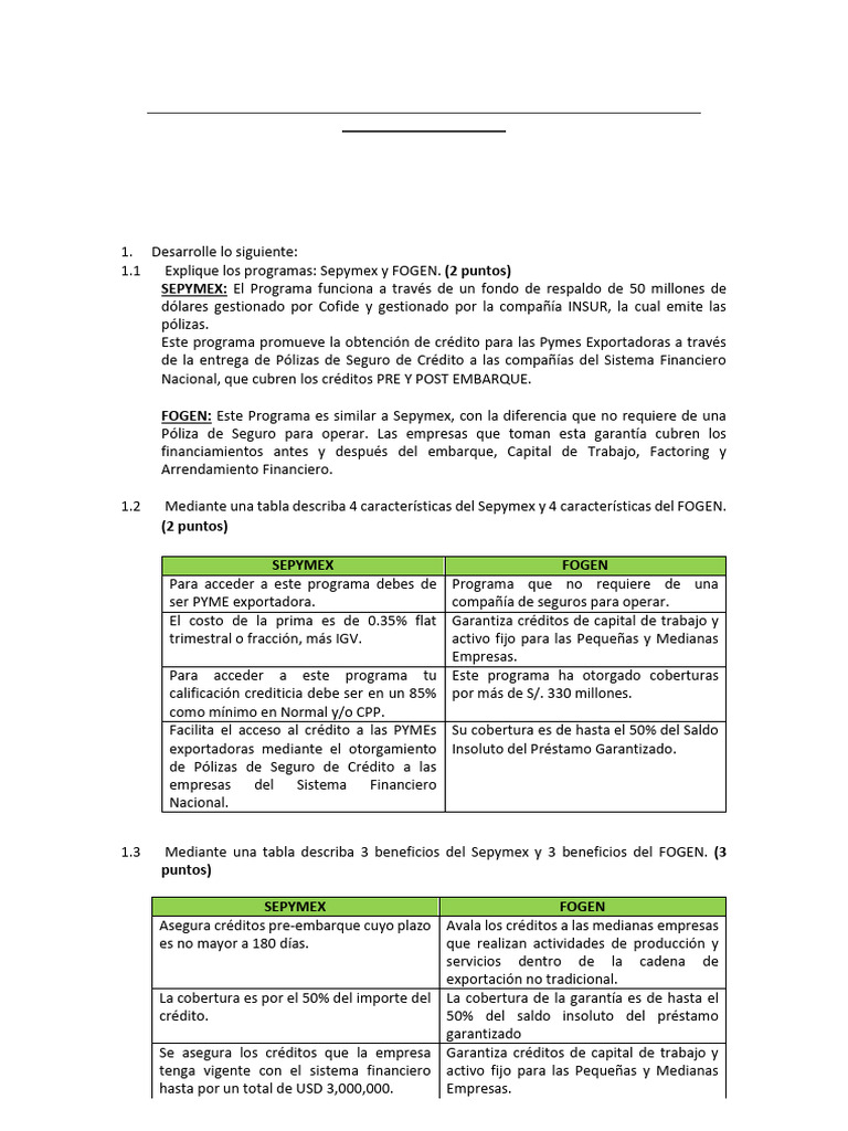 Programas SEPYMEX y FOGEN: Beneficios y Características | PDF | Crédito ...