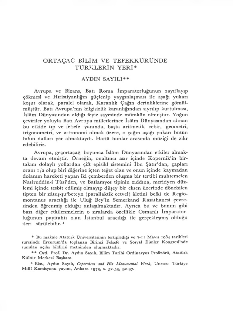 Orta - A - Bilim Ve Efekk - R - Nde T - Rklerin Yeri (#554814) - 696757 | PDF