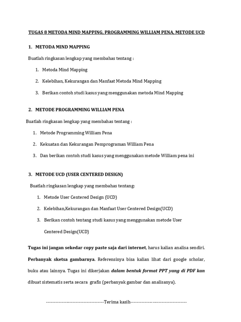 Tugas 8 Metode Mind Mapping, William Pena, Dan UCD | PDF