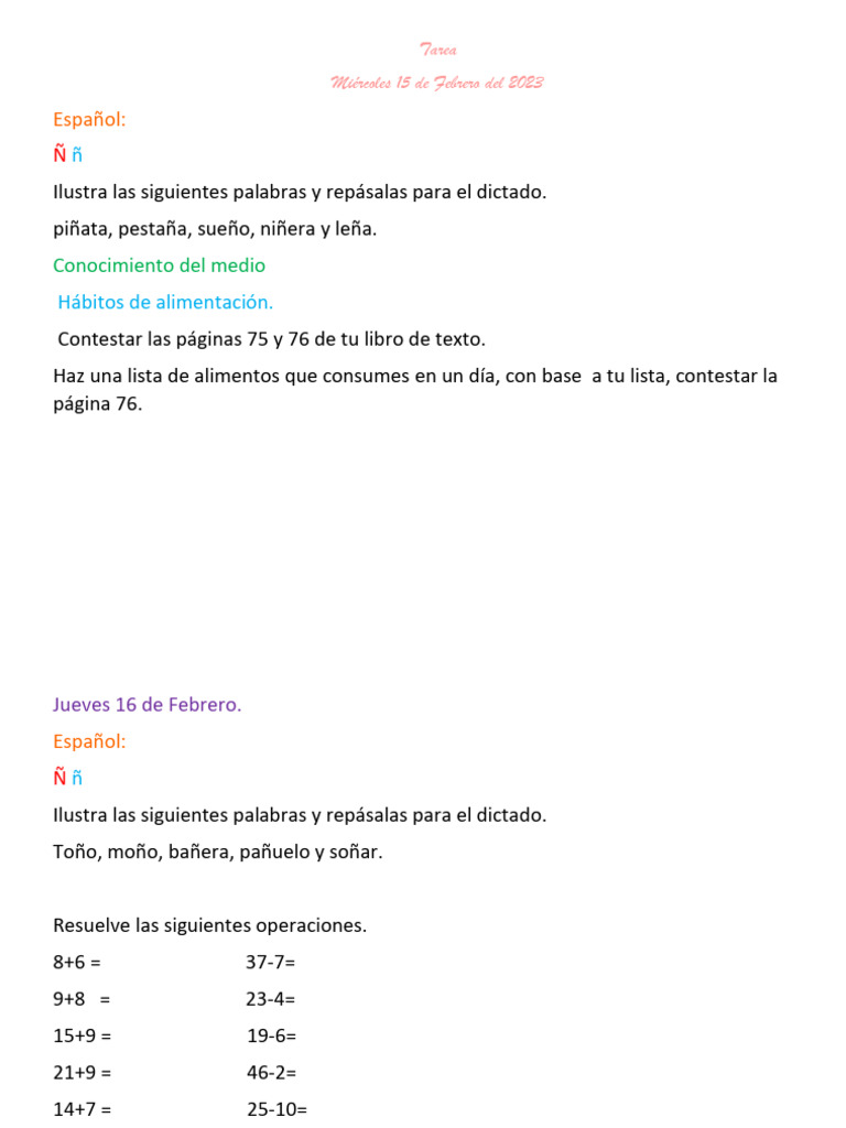 Tarea - 15 y 16 de Febrero | PDF | Artes del Lenguaje y Comunicación
