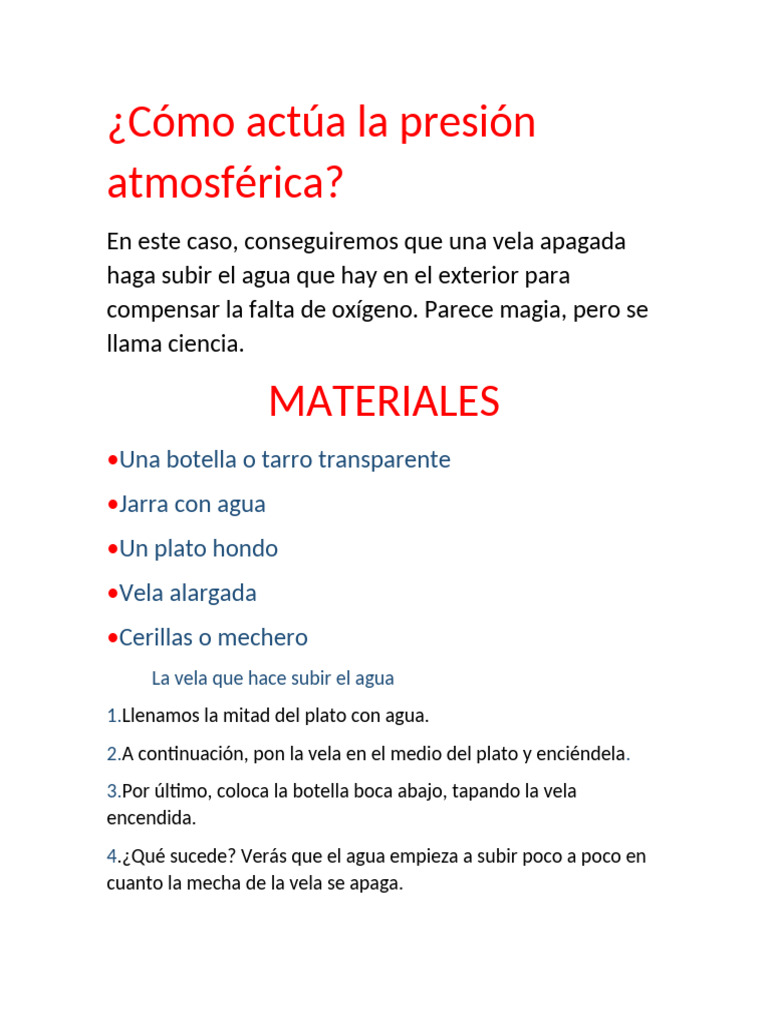 Cómo Actúa La Presión Atmosférica 2 | PDF | Atmósfera | Presión