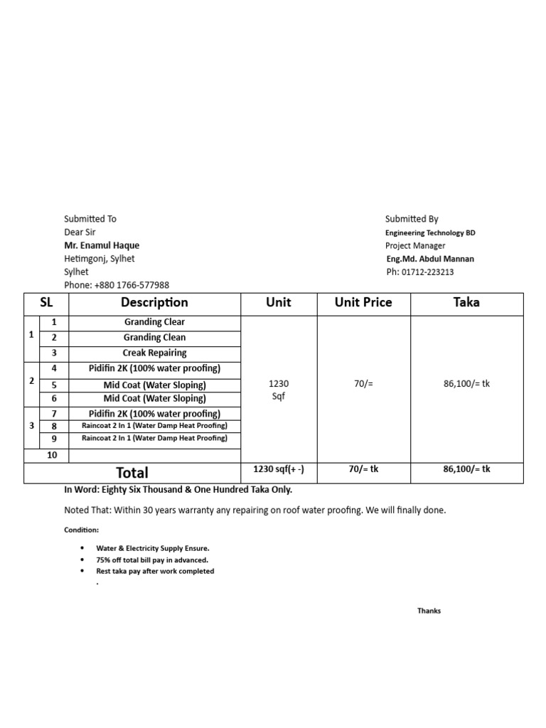 Enamul Haque Quotation Format | PDF