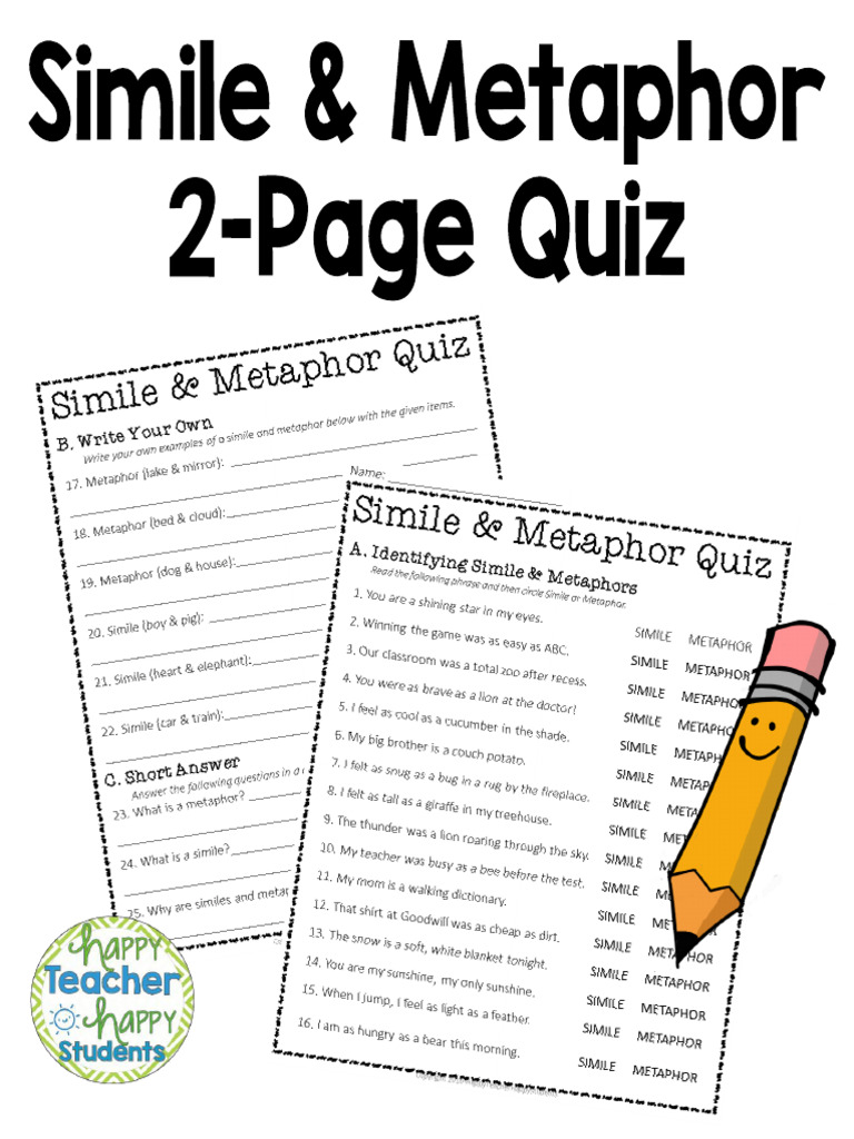 Simile and Metaphor Quiz for Grade 4 | PDF