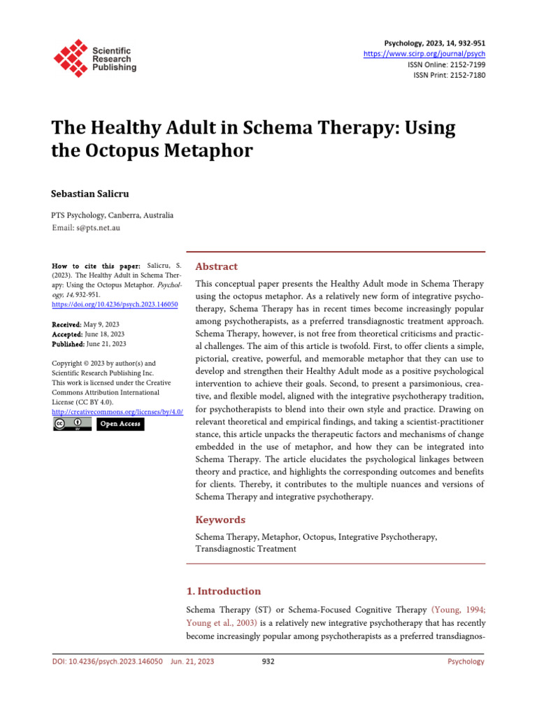 The Healthy Adult in Schema Therapy Usin | PDF | Attachment Theory ...
