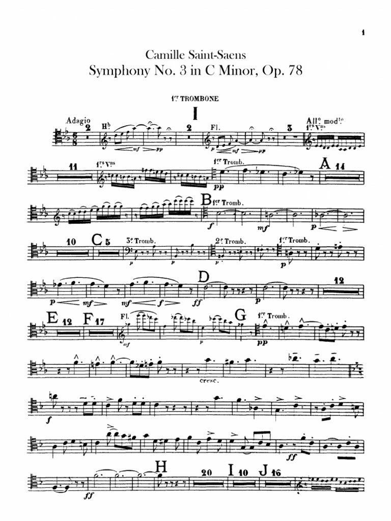 Trombone 1, 2, 3, Tuba - Symphony No.3, Op.78 (Saint-Saëns) | PDF