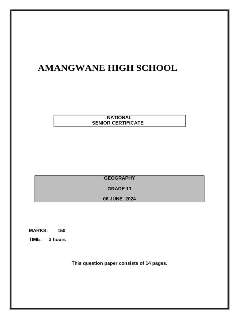 GEO GRADE 11 JUNE FINAL | PDF | Wound | Atmosphere Of Earth
