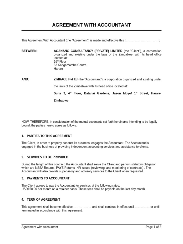 Accounting Services Agreement | PDF | Copyright | Employment