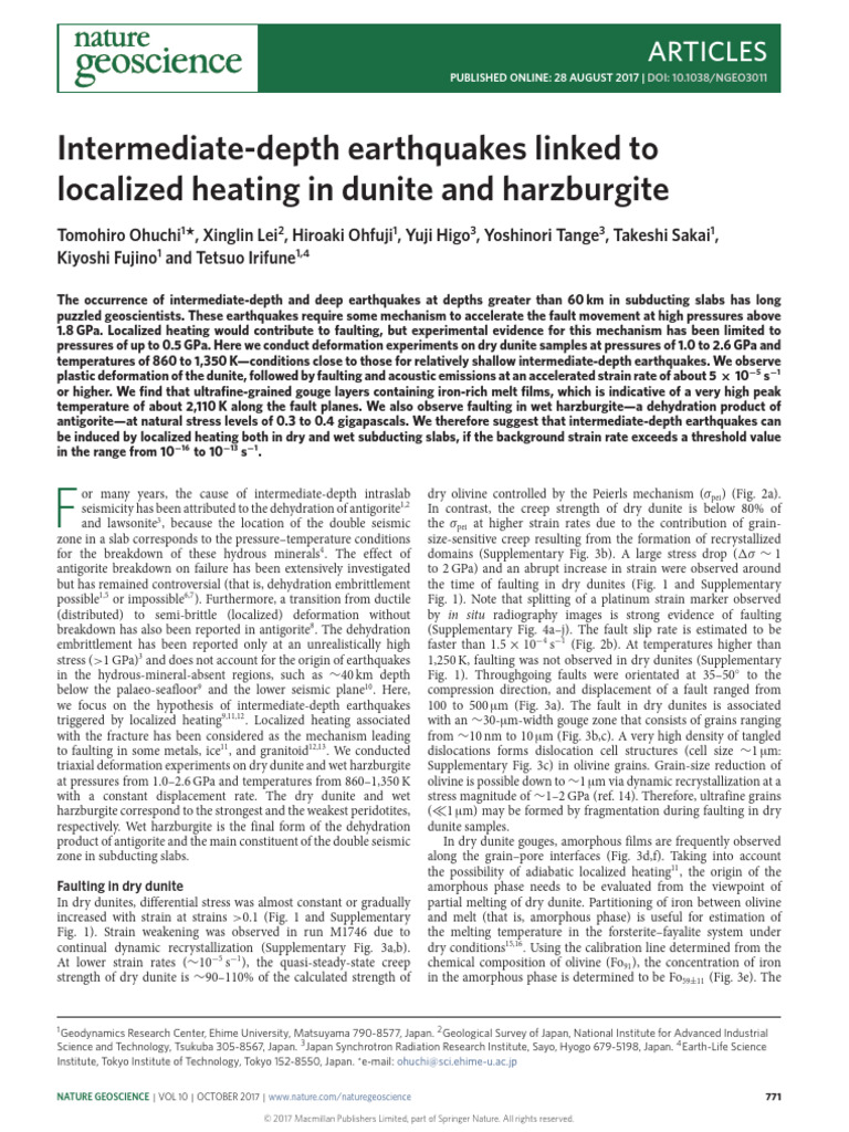Intermediate-Depth Earthquake Mechanisms | PDF | Creep (Deformation ...