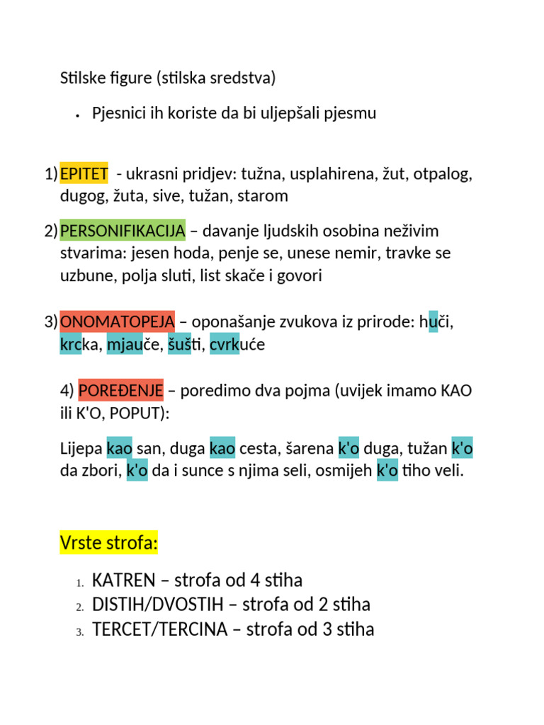 Stilske Figure Vrste Strofa Stihova 5 | PDF