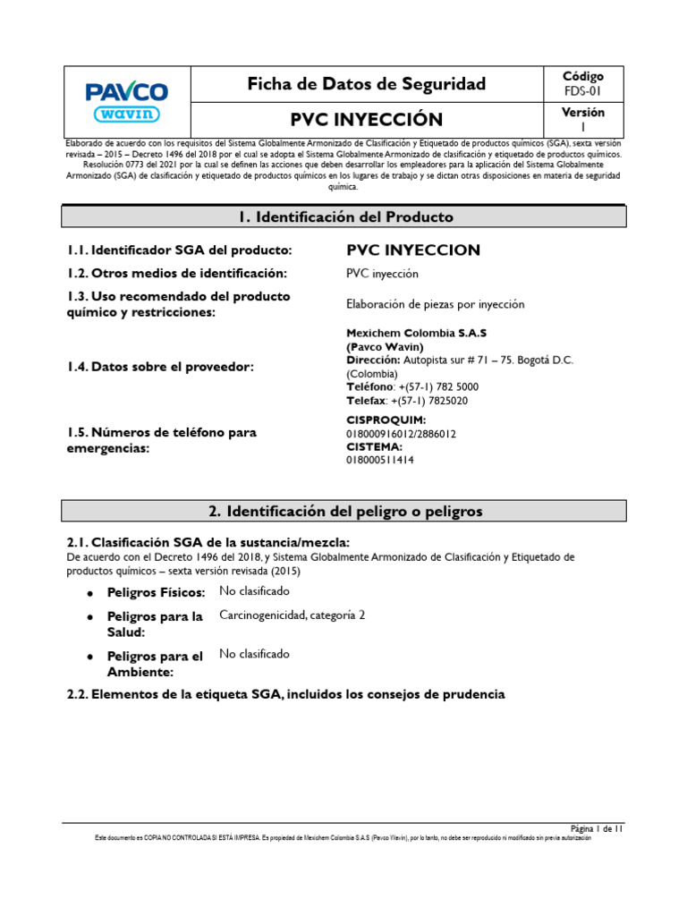 013 - FDS PVC Inyección | PDF | Dibenzodioxinas policloradas | Química