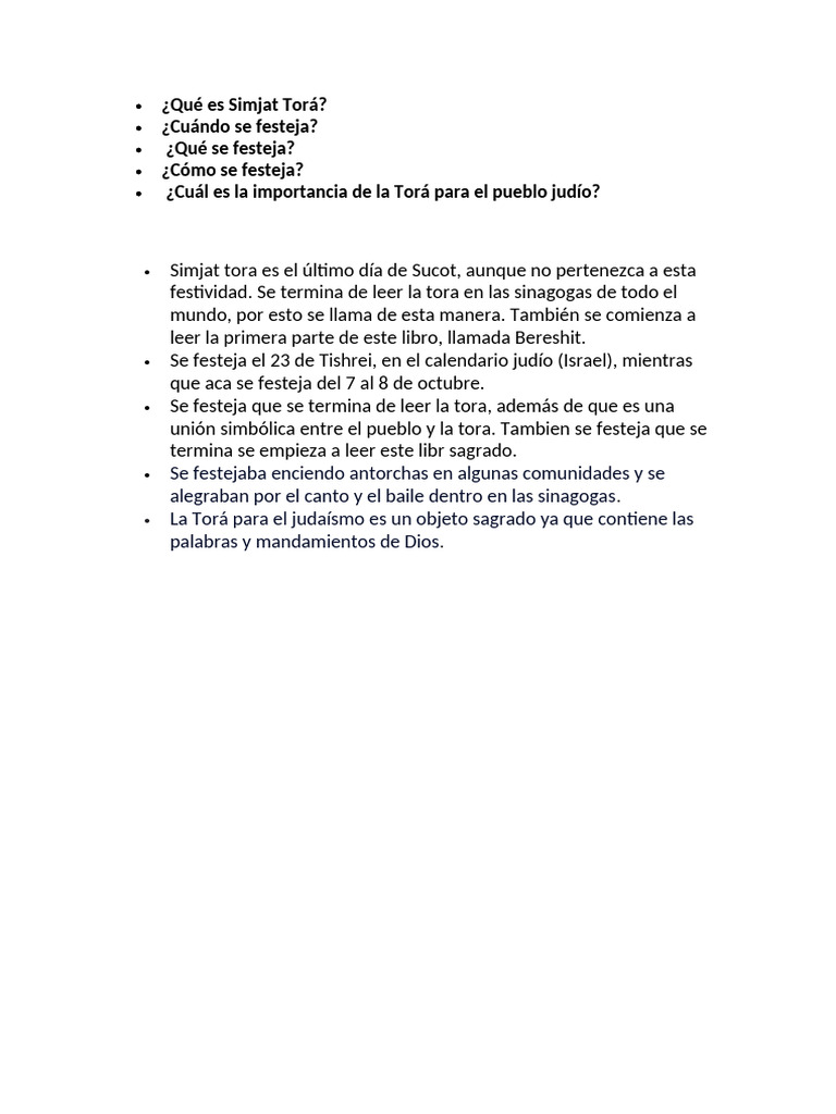 Qué Es Simjat Torá | PDF | Ciencias sociales | Historia