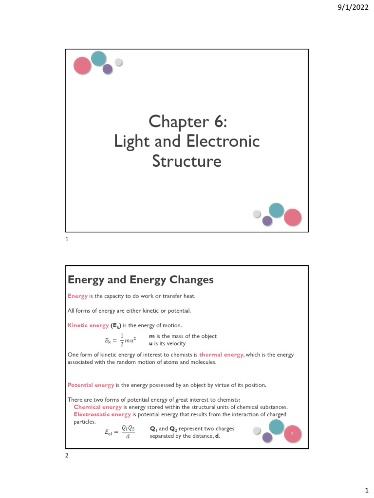 Chapters 6 and 7 Light and Electronic Structure | PDF | Atomic Orbital ...