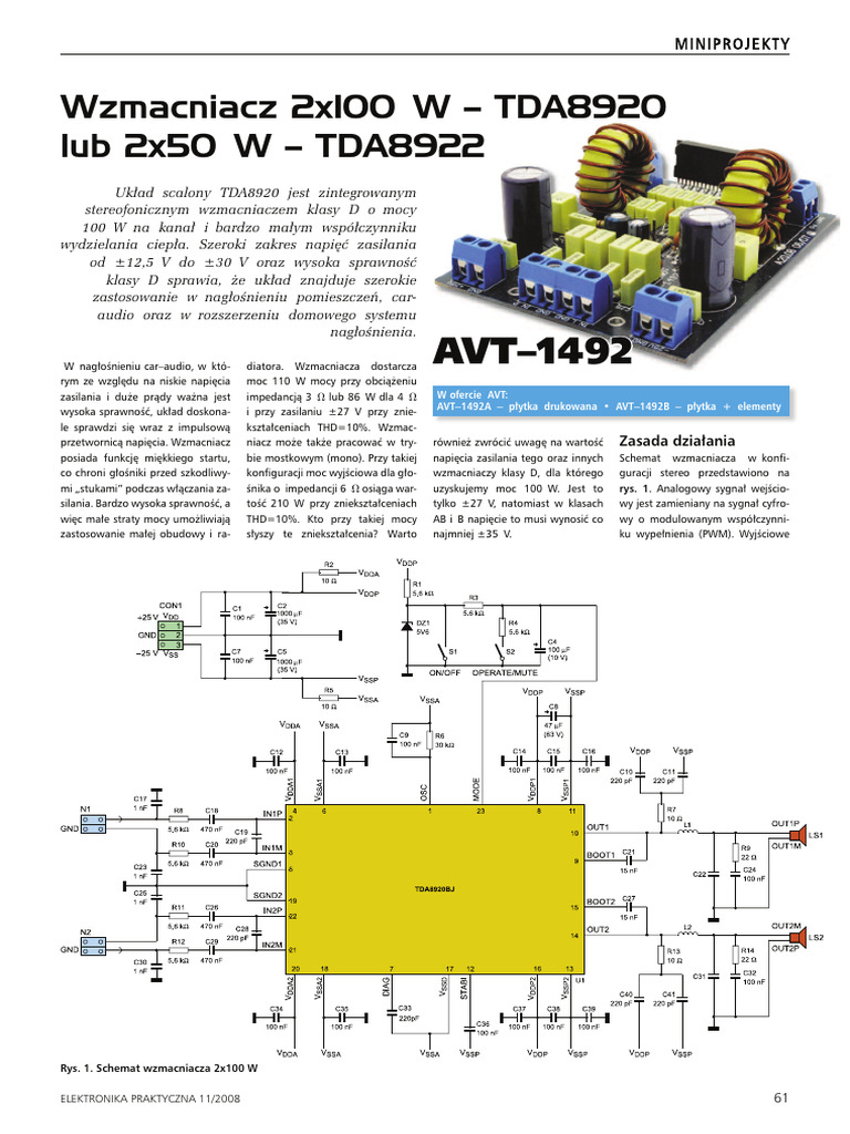 Amplificador TDA8920 | PDF