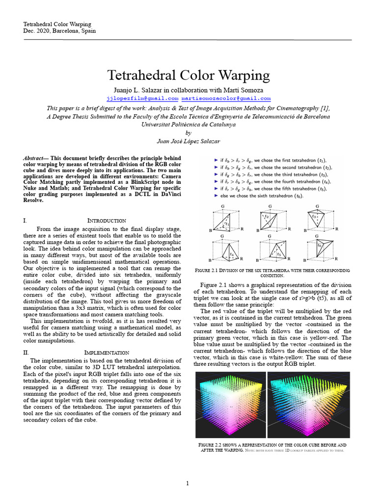 Tetrahedral Color Warping Paper | PDF | Rgb Color Model | Tetrahedron