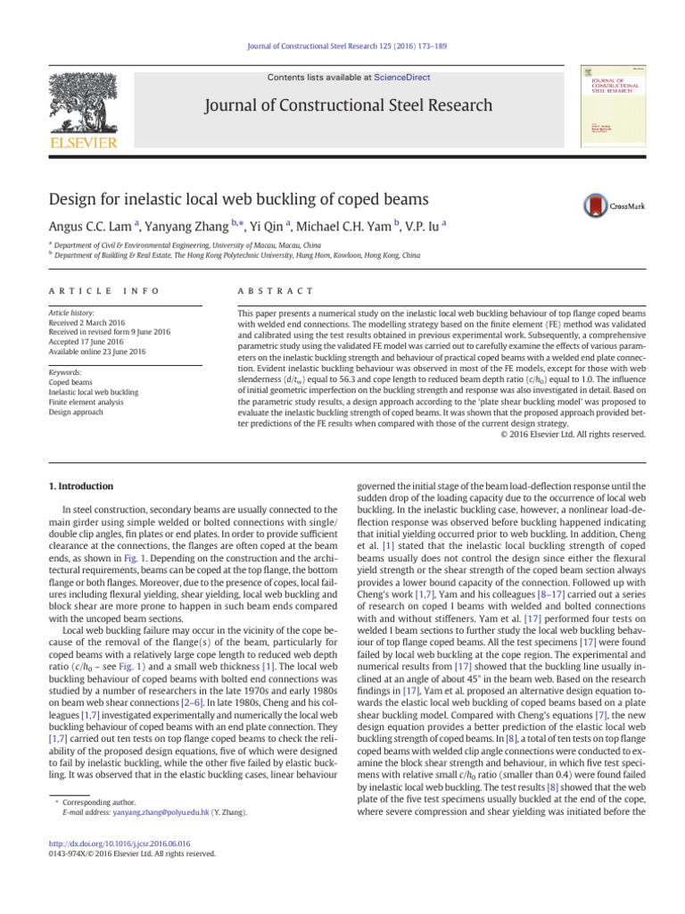 Design For Inelastic Local Web Buckling of Coped Beams | PDF | Buckling ...