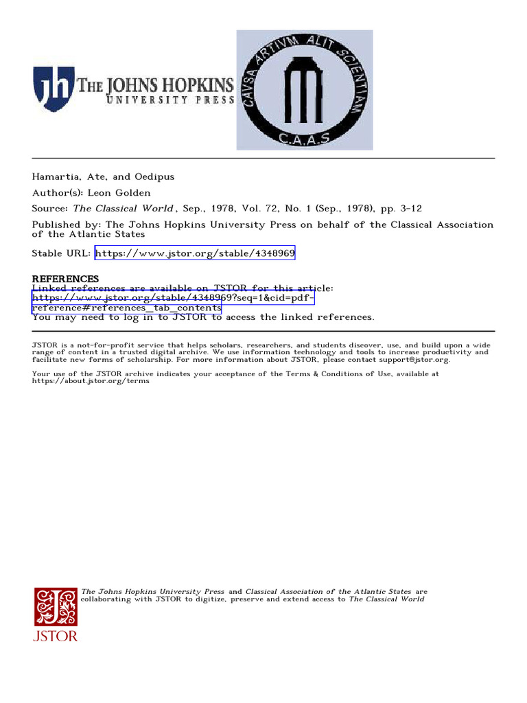 Understanding Hamartia in Oedipus | PDF