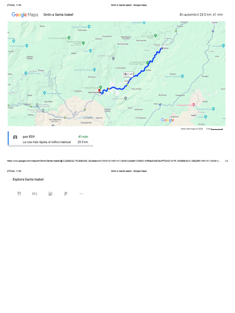 Ruta Girón a Santa Isabel en Google Maps | PDF