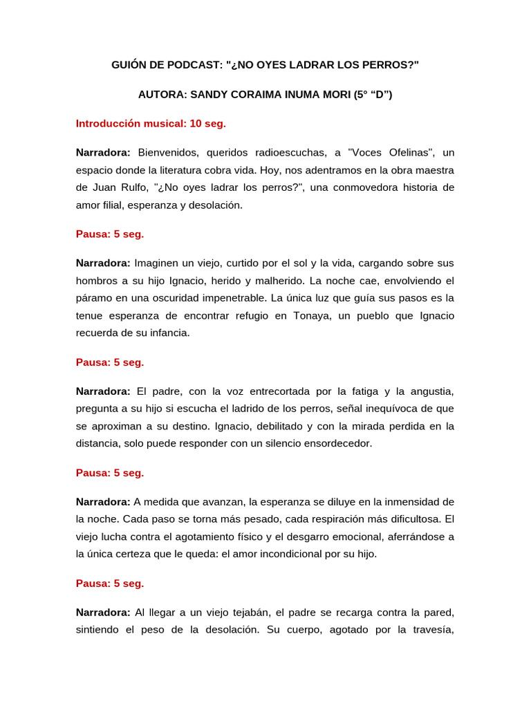 Guión Podcast No Oyes Ladrar Los Perros | PDF | Clásicos