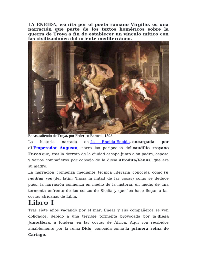 Resumen de La Eneida de Virgilio | PDF | Eneas | Eneida