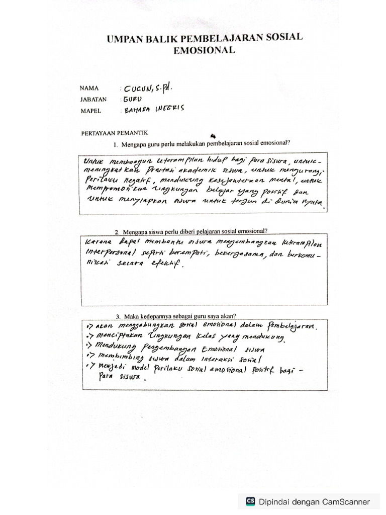Umpan Balik Pembelajaran Sosial Emosional | PDF