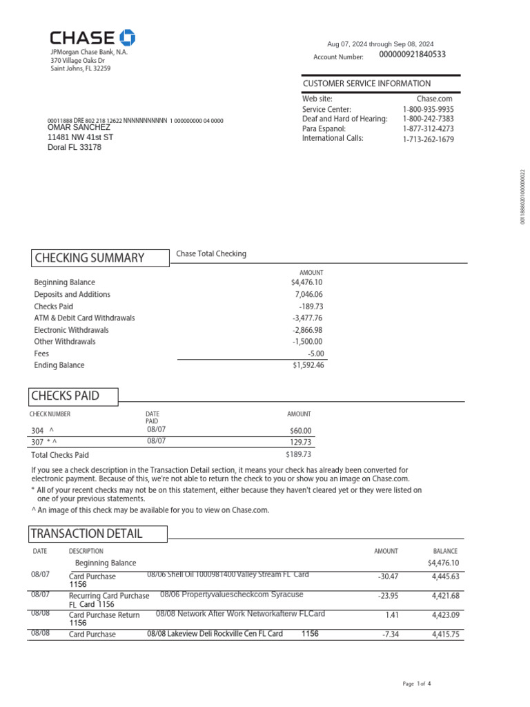 OMAR DANIEL | PDF | Chase Bank | Transaction Account