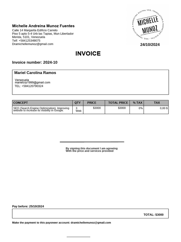 Mariel Ramos SEO Invoice | PDF
