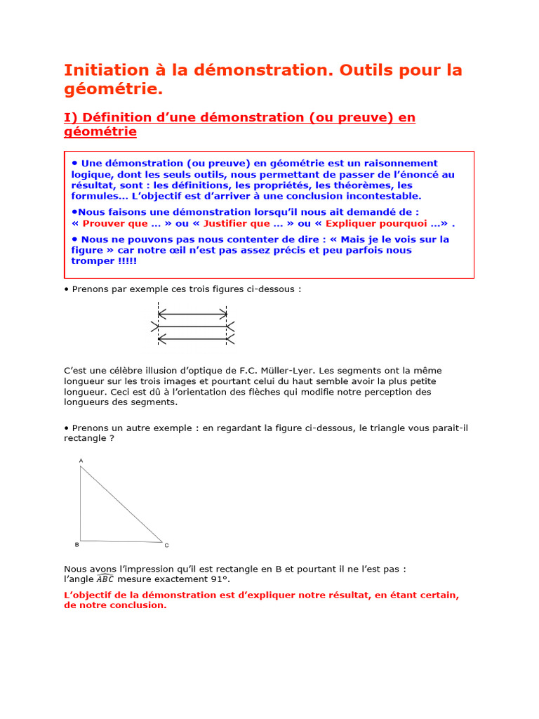 Initiation à la démonstration en géométrie | PDF | Triangle | Preuve ...