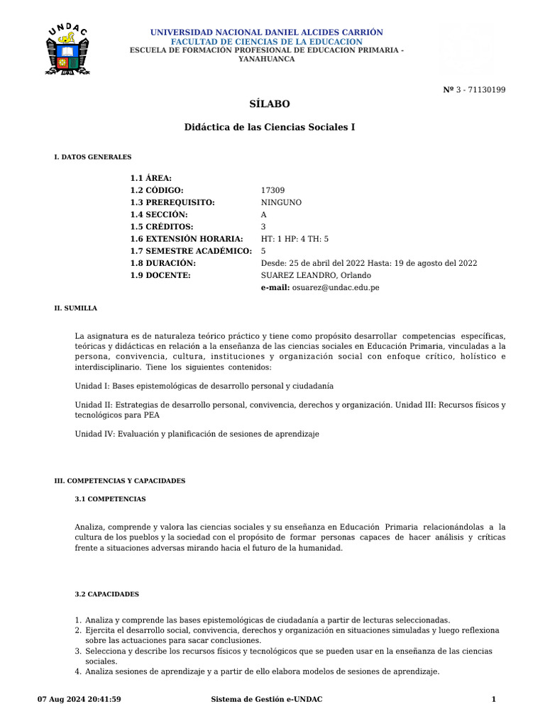 Silabo - 17309 | PDF | Evaluación | Aprendizaje