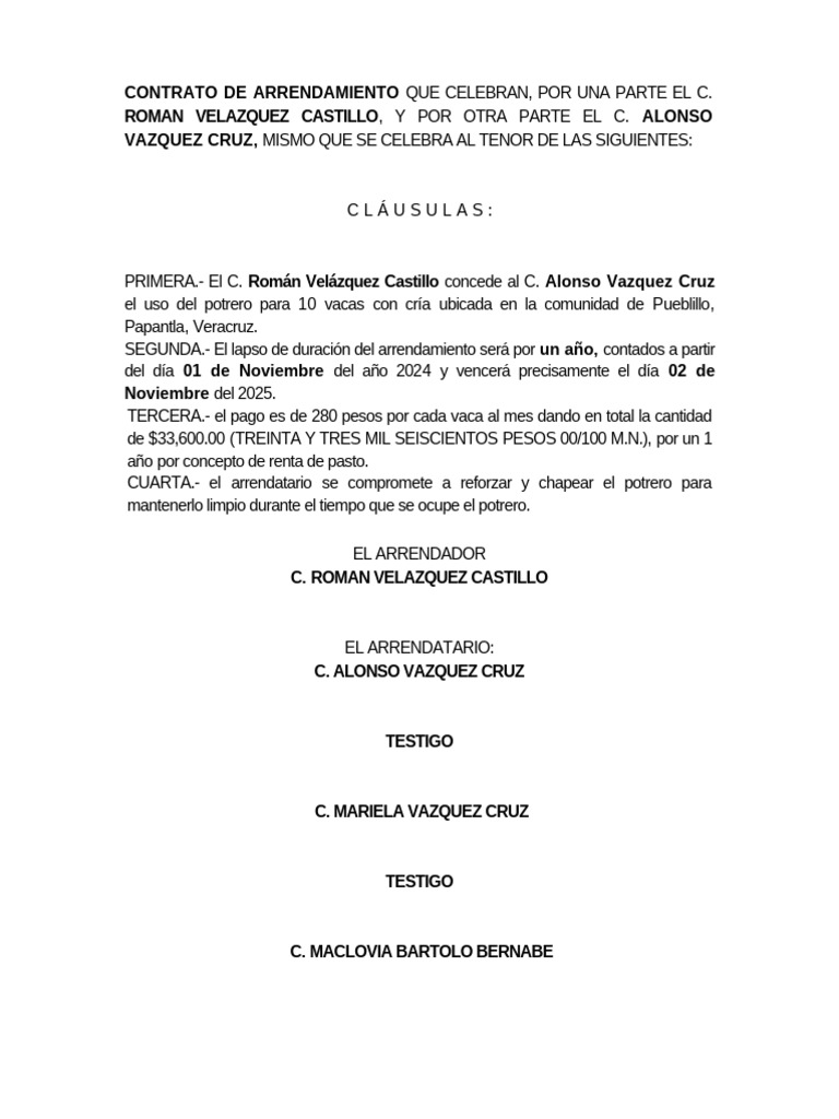 Contrato Roman Velazquez Castillo 10 | PDF