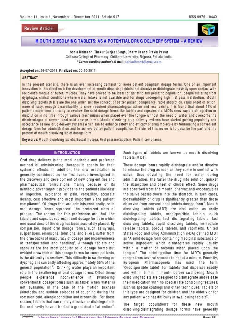 Article 017 | PDF | Tablet (Pharmacy) | Solubility