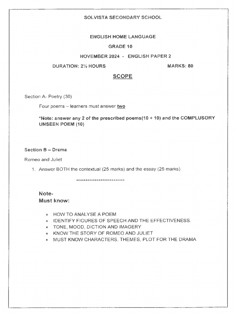 Grade 10 Languages | PDF