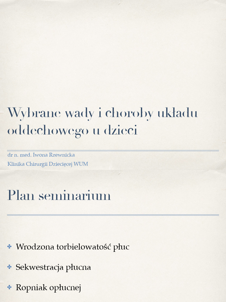 Wybrane Wady I Choroby Układu Oddechowego | PDF