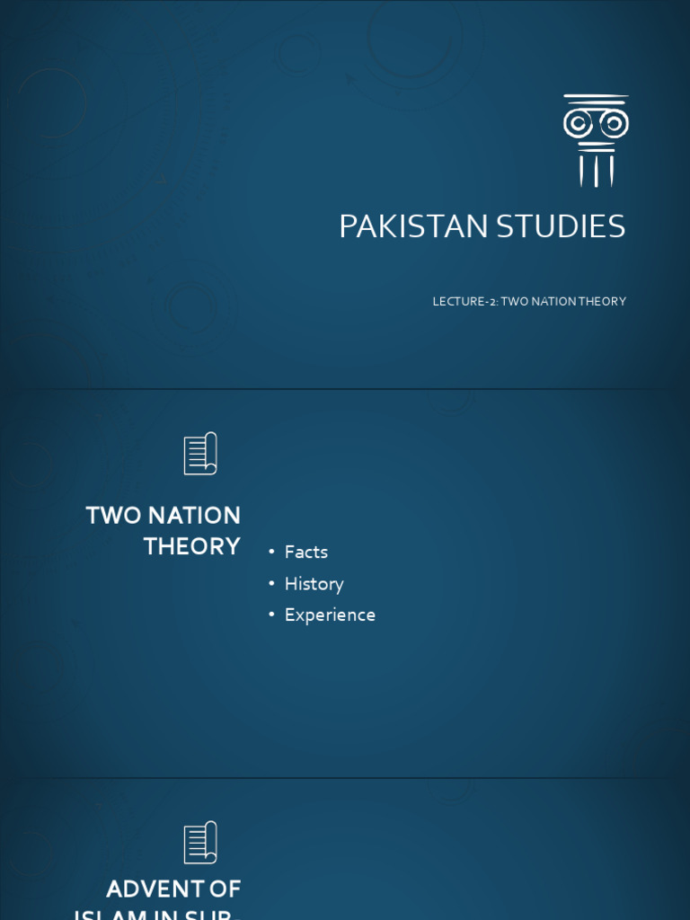 Pakistan Studies: Lecture-2: Two Nation Theory | PDF | Social Science