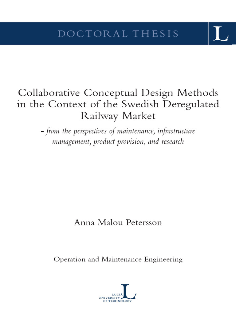 Collaborative Conceptual Design Methods in The Context of The Swedish Deregulated Railway Market ...