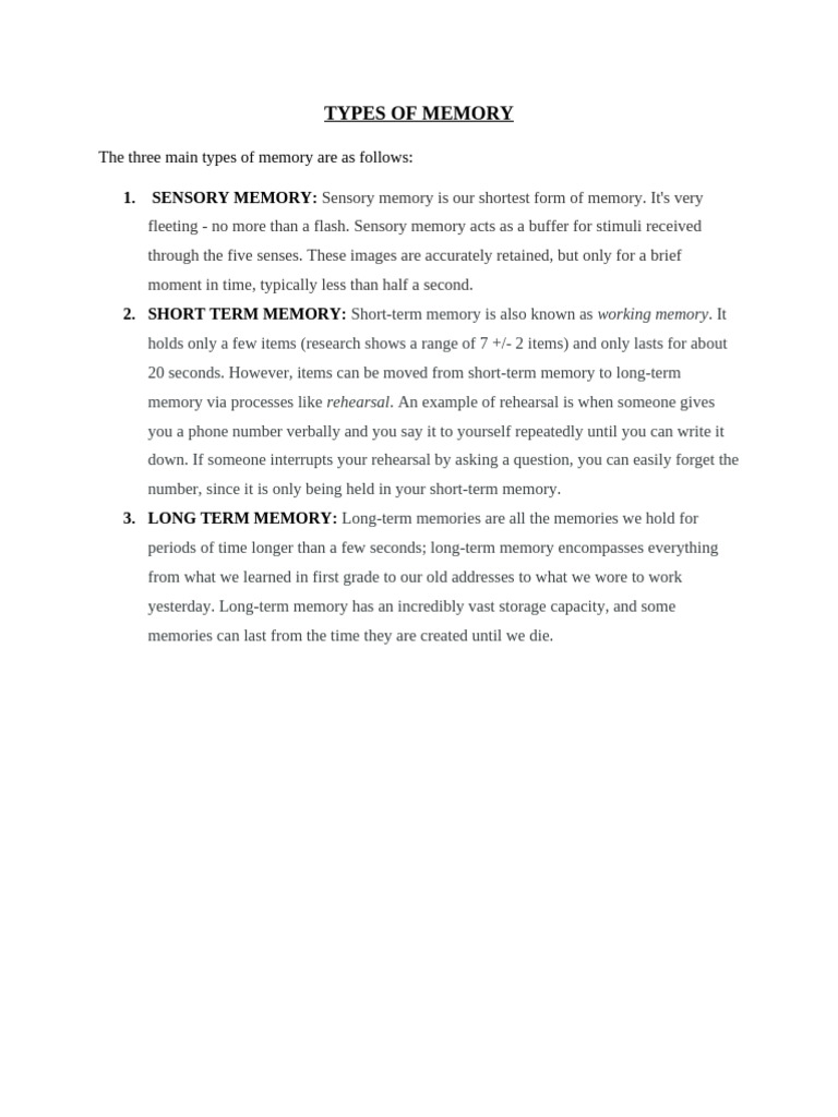Types of Memory | PDF