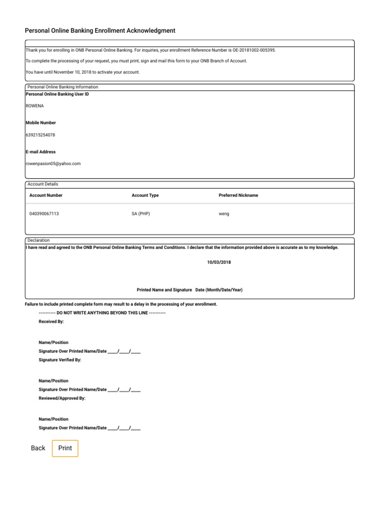Personal Online Banking - One Network Bank, Inc. | PDF | Finance ...