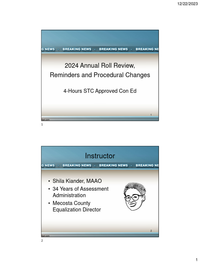 2024 Annual Roll Review Reminders & Procedural Changes FINAL Class ...