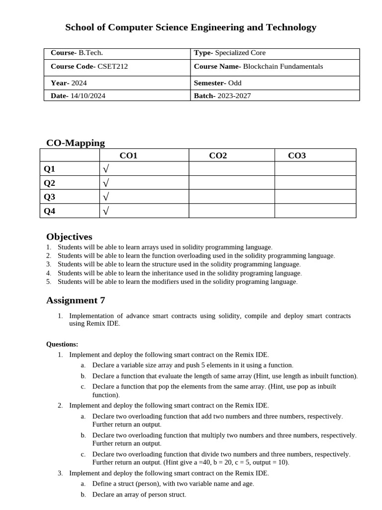 Assignment7 (B.Tech.) | PDF | Programming Language | Computer Science