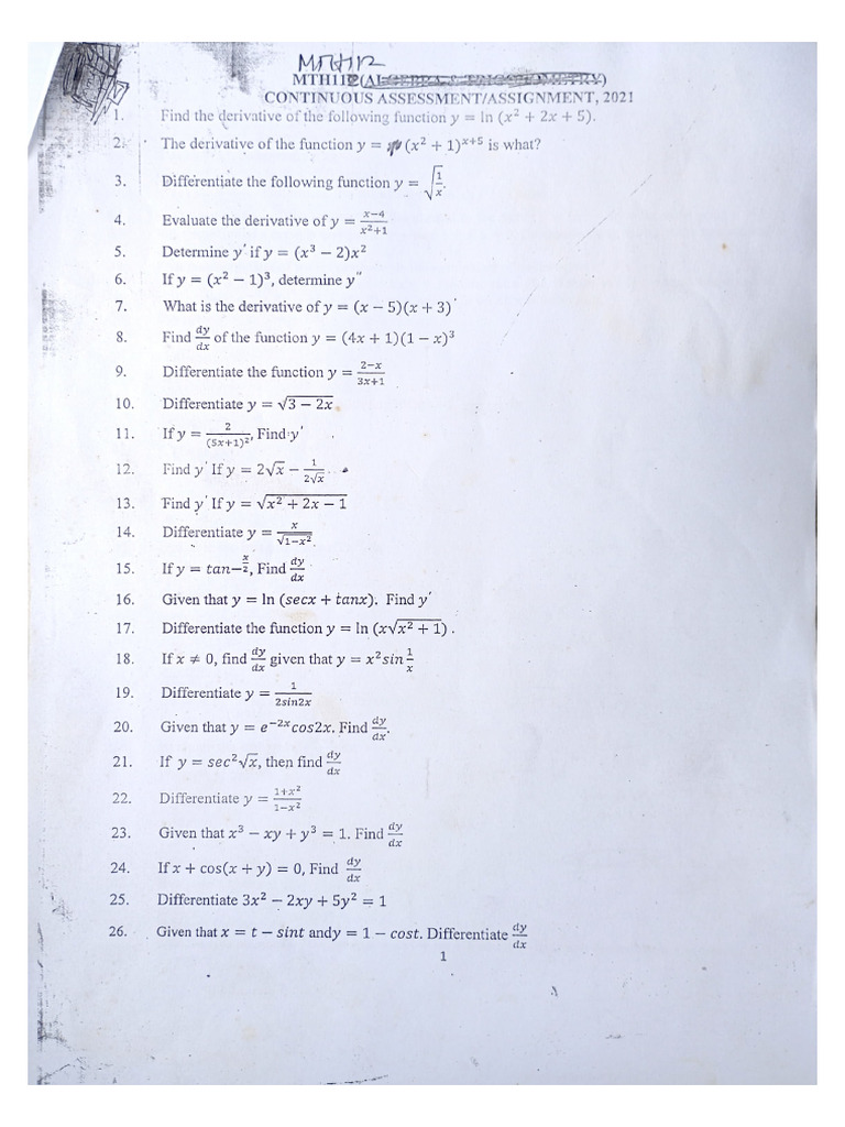 MTH 102 AOC (Area of Concentration) | PDF