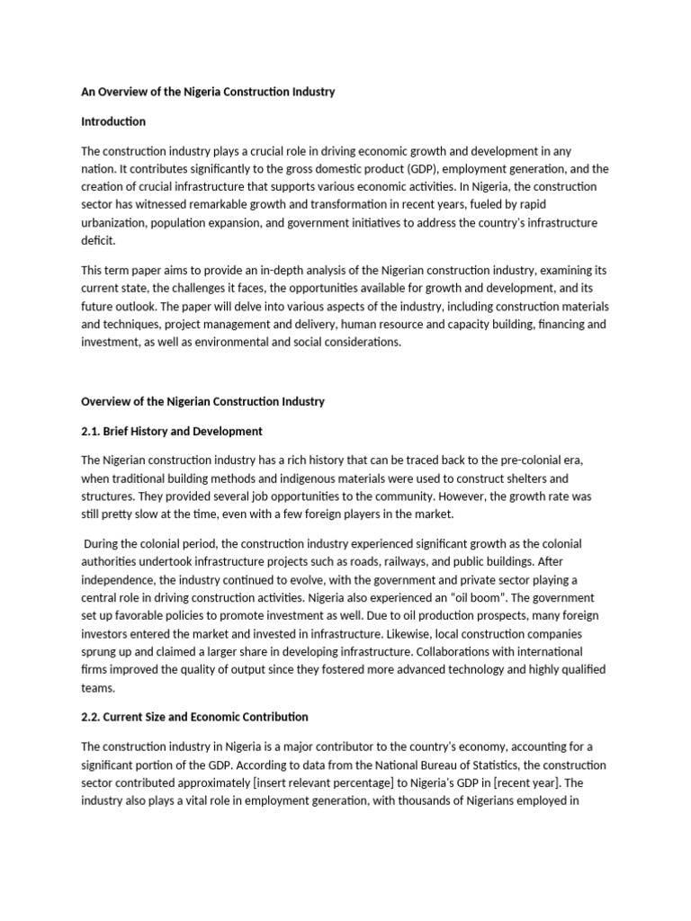 Construction Industry Pdf Infrastructure Economic Growth